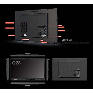 LILLIPUT Q28-ABBP-CC 28" 12G-SDI 12G-SDI and 4K HDMI 2.0 Professional Production Studio Monitor (Gold Mount) Quad-Split Multiview Display HDR and 3D-LUT Support with Carry-on case +Sunhood