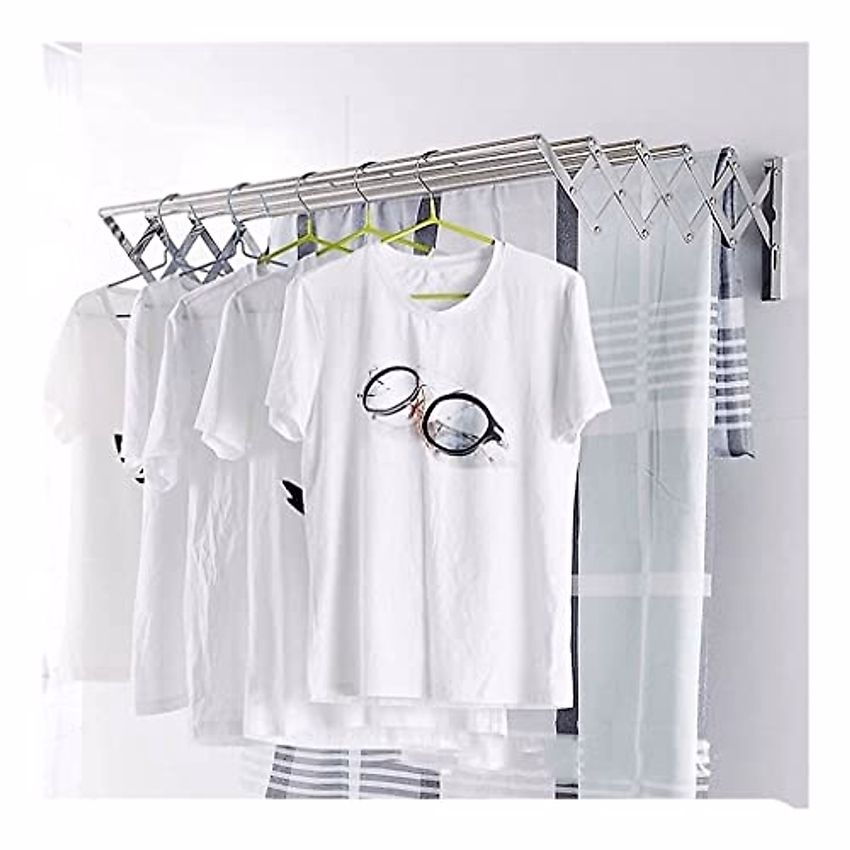 XMCX Wall Mounted Laundry Drying Rack 304 Stainless Steel 5 Rods Collapsible Dryer Towel Rack Home Folding Washing Line Clothes Airer Easy Storage for Indoor Outdoor (Size : 120cm/47.2in)