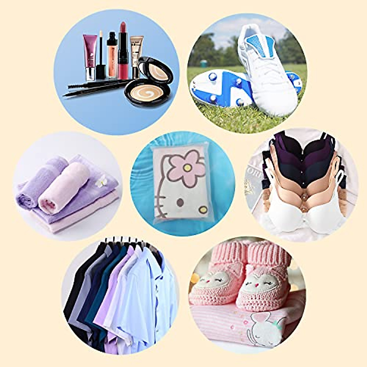 newlng Frosted Resealable Poly Bags Travel Storage Bags Set for Clothes Hospital Bags Waterproof Luggage Organiser Pouches Ziplock Bags for Shoes Cosmetics School 24Pcs ( 5 Size)