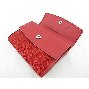 PELGIO Genuine Stingray Skin Women's Medium Clutch Wallet Purse (Black)