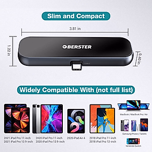 iPad Pro USB C Hub Adapter, 6-in-1 OBERSTER USB-C Hub with 4K HDMI/PD 100W/USB 3.0 & 3.5mm Headphone Jack/SD/TF Slots Compatible with iPad Pro 2020 2019 2018, iPad Air 4/iPad Mini 6 (6-in-1)
