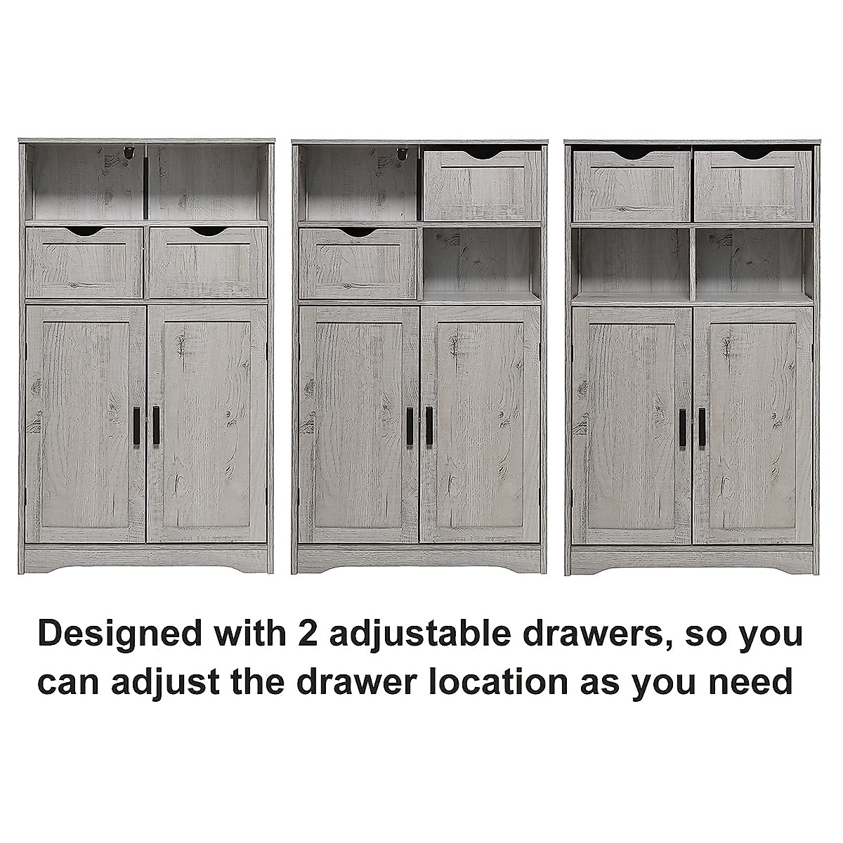 Iwell Storage Cabinet with Drawers & Shelf, Floor Storage Cabinet with Double Door, Sideboard, Cupboard for Living Room, Home Office