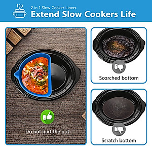 Slow Cooker Liners, Silicone Crock Pot Liners Compatible with Crockpot, Reusable Slow Cooker Divider Insert for 6-8 Quart Crock Pot, Safe Cooking Liner, BPA Free, Easy Cleanup