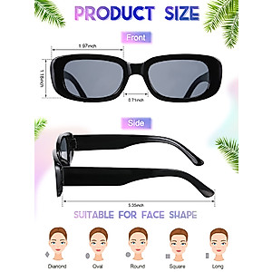 24 Pairs Rectangle Sunglasses y2k Sunglasses Small Square Sunglasse Retro Sunglasses for Women Men Neon Sunglasses Vintage Rectangular Narrow Sun Glasses Y2k Eyewear, 12 Styles