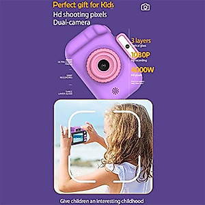 MEENE 4000w Front Rear Dual Lens Digital Camera Mini Video Photo SLR Cameras Cartoon Toys Children Birthday Gifts (Color : Purple)