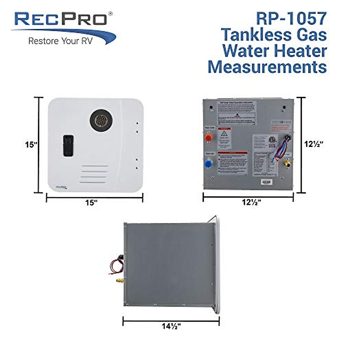 RecPro RV Tankless Water Heater | On Demand Hot Water Heater | Gas Water Heater | Remote Control Included (Black)
