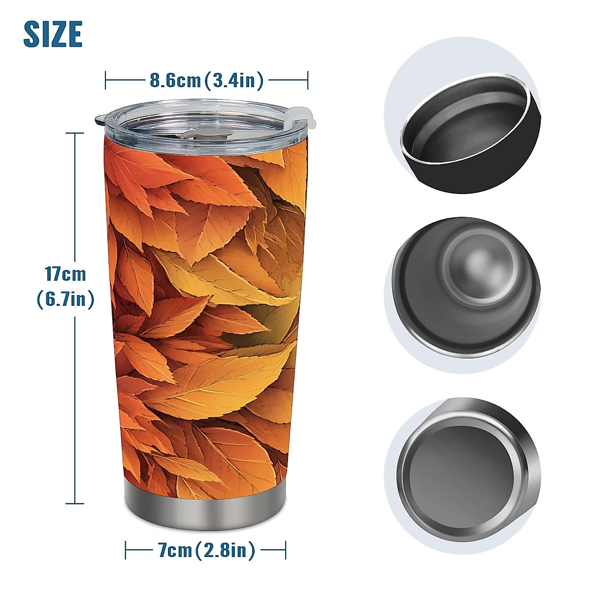 QWEUIOP 20oz Insulated Travel Coffee Mug Autumn Maple Leaf Stainless Steel Tumbler with Lid Double Wall Vacuum Coffee Cup For Hot and Cold Drinks14190