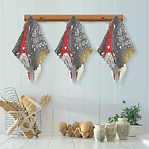 VIGTRO 6 Pack Super Absorbent Winter Kitchen Towels,Christmas Gnome Candle Premium Dish Cloths Towels, Let It Snow Washable Fast Drying Dish Rags Reusable Cleaning Cloth 11x11