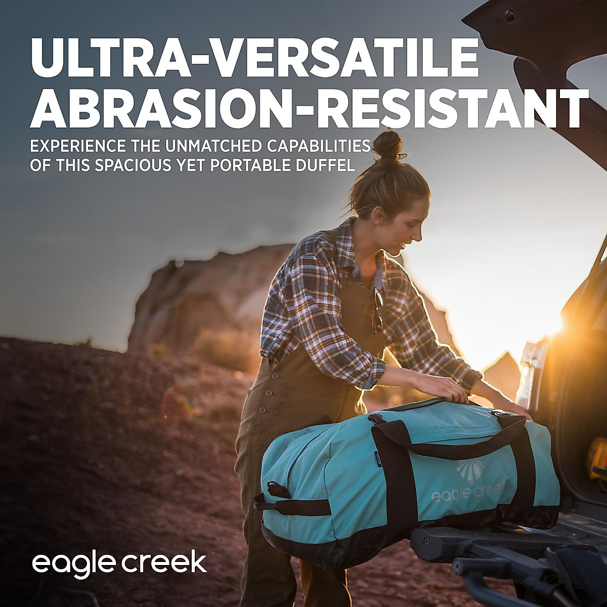 Eagle Creek No Matter What 130L Rolling Duffle Bag with Wheels, Padded Handle, Removable Shoulder Strap, and Quick-Access Front Pocket, Collapsible, Slate Blue