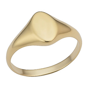Kooljewelry 14k Yellow Gold 9.7 mm Marquise Signet Ring (size 5)