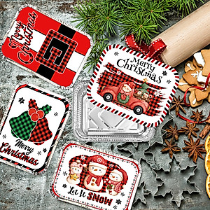 WorldBazaar Christmas Aluminum Leftover Containers 36PCS Watercolor Christmas Food Storage Containers with Lids Disposable Christmas To Go Containers Foil Tin Pans Winter Holiday Party Supplies