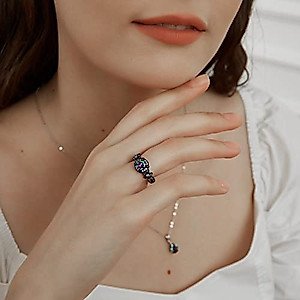 Women Eternity Rings 18K Black Gold Plated Rainbow CZ Created Amethyst Gemstone Wedding Engagement Band for Bride Dainty Jewelry Gifts (7)