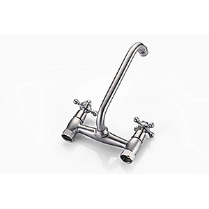 Sumerain Kitchen Wall Faucet 2 Cross Handle Brushed Nickel Wall Mounted Faucet 3" to 9" Adjustable Spread
