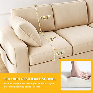 YITAHOME 60" Sofa, Comfy Upholstered Sofa Couch with Extra Deep Seats, Modern 2-Seater Couch Sleeper with Side Pocket, Loveseat for Living Room Apartment Office, Easy Assembly, Beige