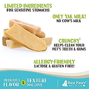 Raw Paws Himalayan Yak Chews for Small Dogs & Puppies - Small Chews (10-Count) - Himalayan Cheese for Small Dogs - Yak Bones for Dogs - Yak Milk Bones for Dogs - Dog Cheese Chews Himalayan
