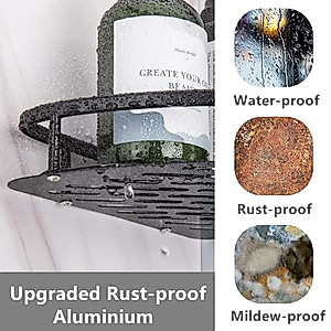 OVERWIND 2 Pack Corner Shower Caddy with 1 Soap Holder Adhesive Bathroom Shelf No Drilling Kitchen Racks Corner Shower Shelves Aluminum Shower Organizer Storage for Kitchen & Bathroom