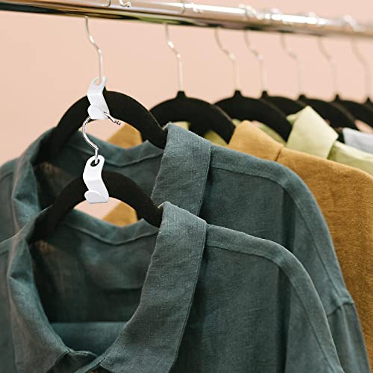 100PCS Clothes Hanger Connector Hooks, Space Saving Clothes Hanger Connector, Hanger connectors for Plastic Hangers, Clothes Hanger Connecting Hooks（White）. (Green)