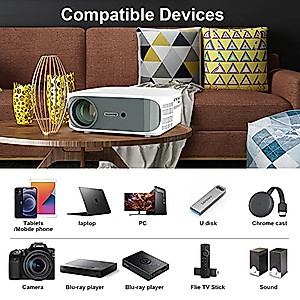 5G WiFi Bluetooth Projector,Home Theater Video Projector 4K Projector ±50° Support 4D Keystone Correction, Native 1080P Full HD Outdoor Movies Projector, Compatible with TV Stick, iOS, Android, PS5