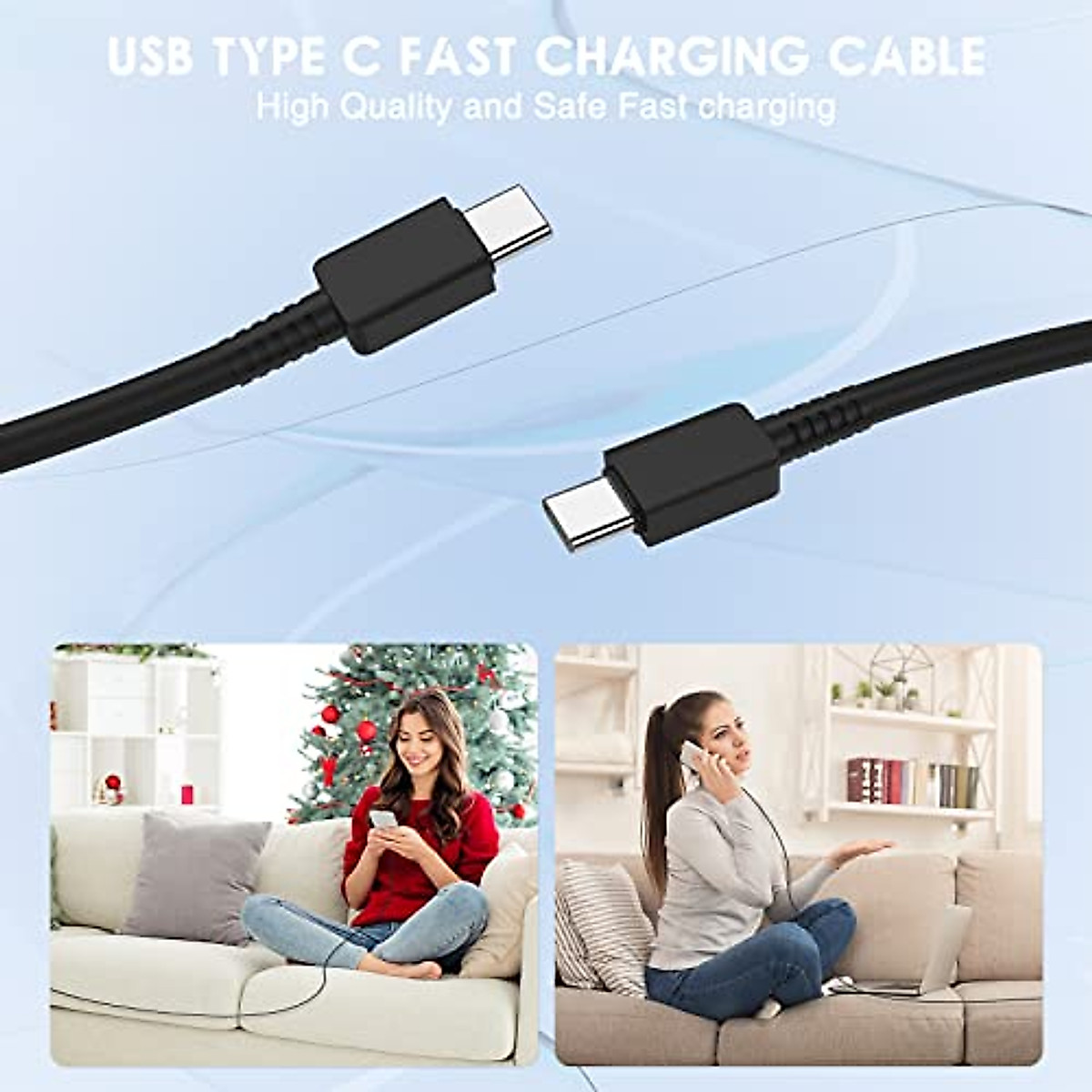 2Pack for Samsung Type C Charger Fast Charging, 25W USB C Wall Charger Fast Charging with USB C Cable 10 ft Android for Samsung Galaxy S23 Ultra/S23+/S22+/S10+/S9/S8/Note 10 Plus/Note 20