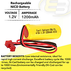 Exell Battery, 10-Pack, 1.2V 1200mAh Emergency/Exit Lighting Battery Fits & Replaces BGN1P201N2, BYD ELB1P201NB, CUSTOM-243, EMBSCN1215, 18004, Lithonia LQM OSI OSA007 CUSTOM-51 CUSTOM-33 Saft 16440