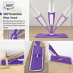 Spray Mop for Floor Cleaning - SEVENMAX Microfiber Floor Mop with 550ML Refillable Bottle 3 Washable Pads Kitchen Dry Wet Flat Dust Mop for Cleaning Hardwood Laminate Wood Ceramic Marble Tile Floors