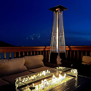 Pyramid Patio Heater, 48,000 BTU Outdoor Heaters for Patio Propane with Detachable Table, Detachable Wheels, Protective Cover for Outdoor Terrace Garden Poolside(Black)