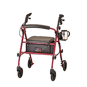 NOVA Cup Holder for Walker, Rollator, Transport Chair, Wheelchairs – Universal Fit on Round Tube Only, Adjustable & Foldable Drink Holder