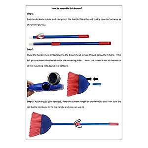 Small Broom - Indoor or Outdoor Portable Broom with Adjustable Handle, Cleaning Little Helper for Housekeeping, Office, Working Desk, and Pet Nest(White&Blue)