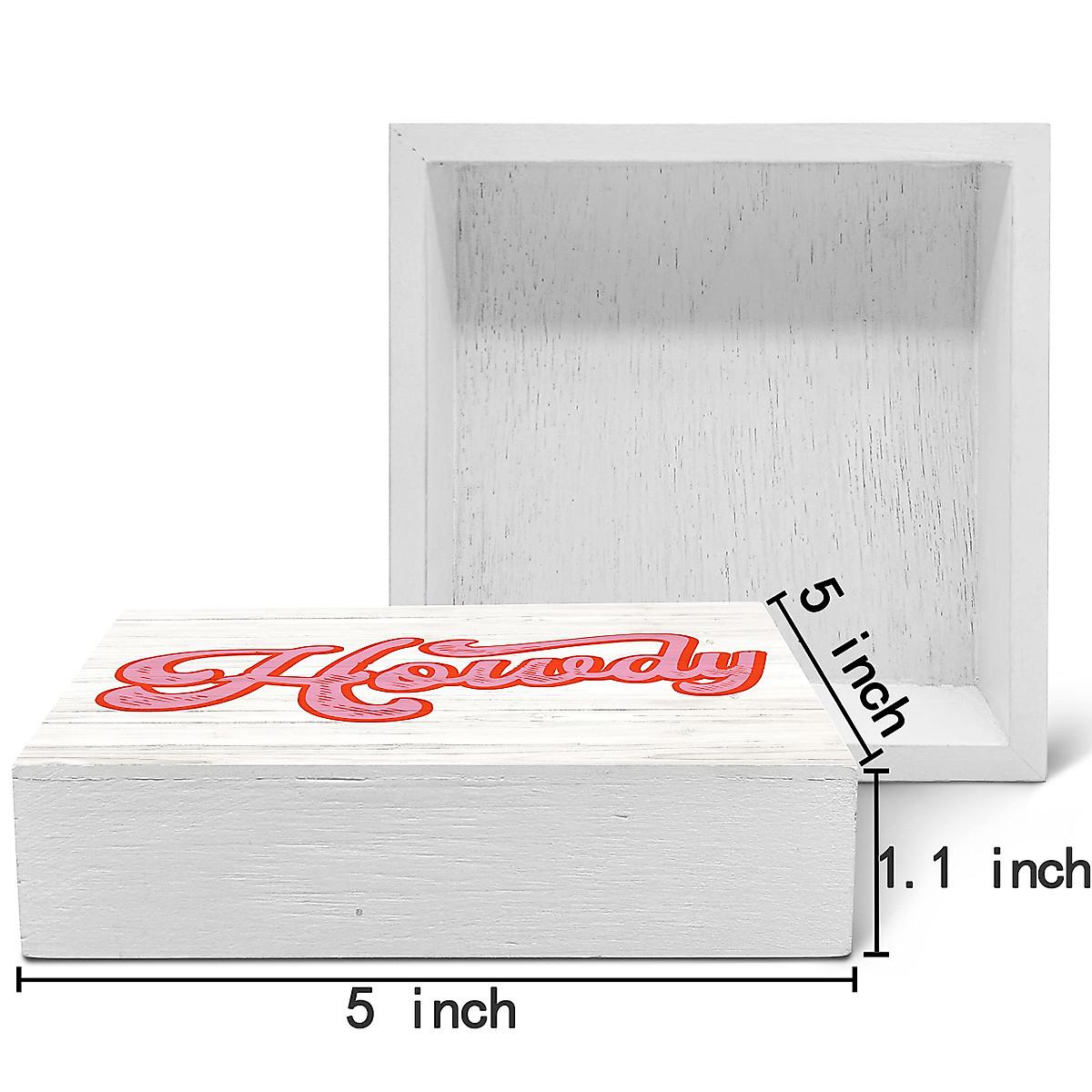 SRADMO Hot Pink Howdy Preppy Wood Box Sign Desk Decor，Retro Western Cowgirl Wooden Block Box Sign Decoration For Western Home Office Shelf Table Decor