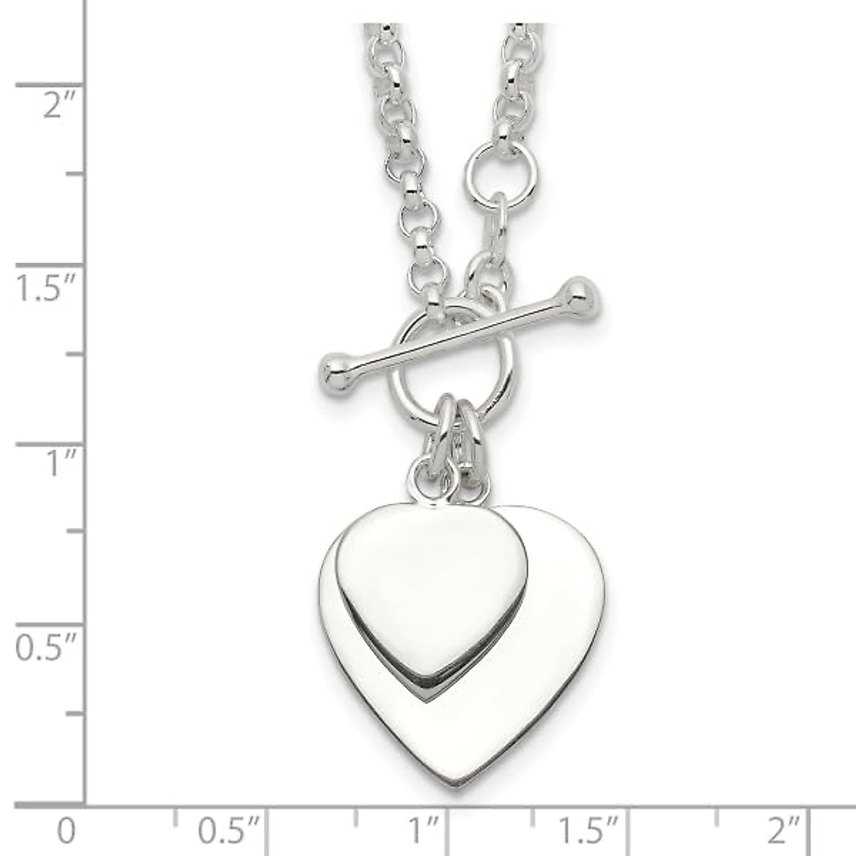 IceCarats 925 Sterling Silver Engraveable Double Heart Love Chain Necklace Toggle Clasp
