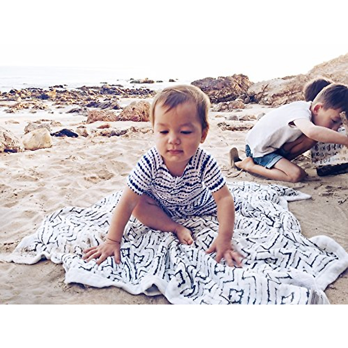 aden + anais Silky Soft Dream Blanket | 100% Viscose Bamboo Muslin Baby Blankets for Girls & Boys | Ideal Newborn Nursery & Crib Blanket | Unisex Toddler & Infant Boutique Bedding, Indigo Shibori Blue