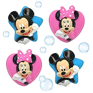 Disney Mickey and Minnie Squirt Toy Set for Childrens' Bath Time Fun, Blue/Pink, 4 Piece