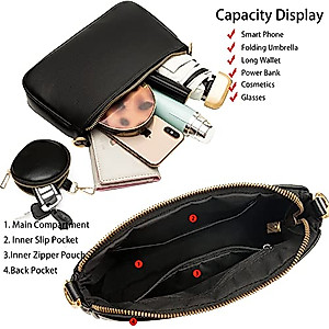 Choogee Quilted Small Crossbody Bag for Women With Coin Purse Pouch Multi Thick Strap Side Shoulder Handbag 3 in 1 Bags