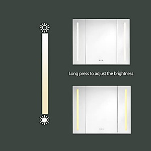 Bathlink Lighted Medicine Cabinet, LED Medicine Cabinet with Mirror, 30"×27.5"×5", Recessed & Surface Mount Medicine Cabinet, LED Medicine Cabinet Mirror for Bathroom, Defog, Dimmer, 3 Doors