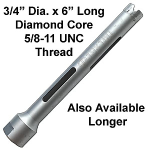 Core Drill Bit for Concrete 3/4 in x 6 in Deep 3/4 in Masonry Drill Bit Diamond Hole Saw for Concrete Core Drill Bit Fits Diamond Core Bit Adapter with 5/8-11 UNC Angle Grinder Size Thread