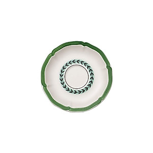 Villeroy & Boch French Garden Green Line Breakfast/Cream Soup Cup Saucer, 6.5 in, Premium Porcelain, White/Green