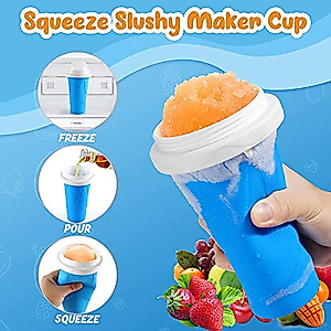 Slushie Maker Cup - TIK TOK Quick Frozen Magic Cup, Double Layers Slushie Cup, DIY Homemade Squeeze Icy Cup, Fasting Cooling Make And Serve Slushy Cup For Milk Shake, Smoothies, Slushies - Blue…