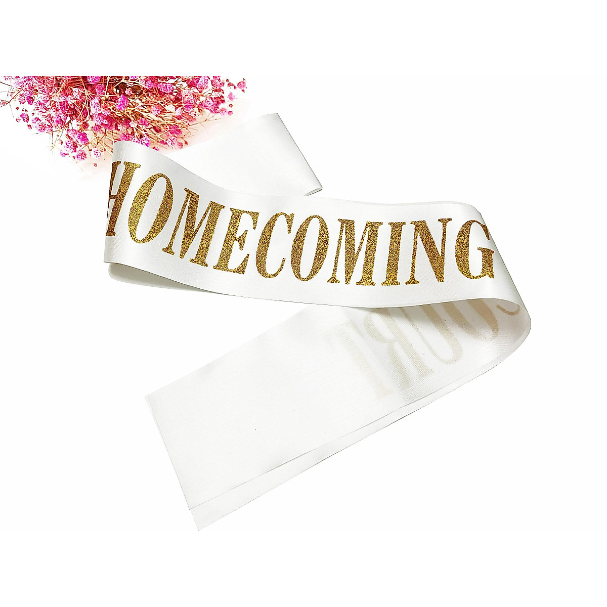 Ashaqshnglee Homecoming Court Sashes Bulk 6 pack, Gold Glitter Letter Sashes for Pageants Homecoming Party School Dance Graduation Party Favors Decorations Accessories,White
