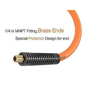 Giraffe Tools Hybrid Lead-in Air Hose, 3/8 inch x 6 ft, 1/4 in. MNPT Fittings, 300 PSI Heavy Duty, Lightweight Air Compressor Hose Short