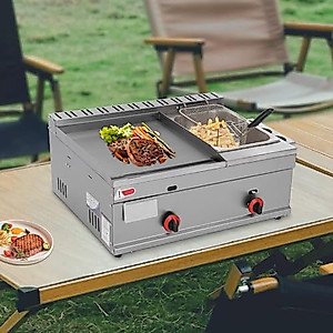 Commercial Reataurant Gas Grills -Commercial Deep Fryer Stainless -Commercial Propane/Gas Flat Top Grill Griddle with Deep Fryer Multi-function