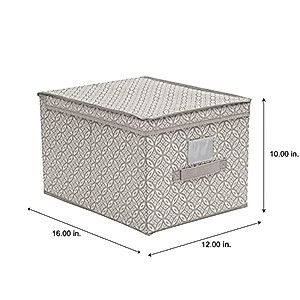 Simplify Boho Large Storage Box | Foldable | Collapsible | Flip Top Lid | Bedroom & Closet Organization | Clothes | Toys | Grey