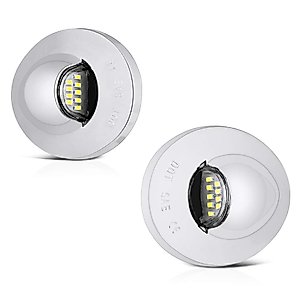 VIPMOTOZ Pure White SMD LED Chrome License Plate Light Tag Lamp Assembly Replacement For Ford F150 F250 F350 Super Duty Ranger Pickup Truck Explorer Bronco Excursion Expedition