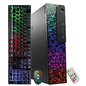 Lenovo ThinkCentre Desktop Computer PC, Intel Core i5, 16GB DDR4 RAM, 512GB SSD, Wi-Fi, Bluetooth, 24 Inch Monitor, RGB Speakers - Windows 10 Pro (Renewed)