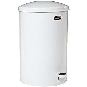 Rubbermaid Commercial FGST35EPLWH The Defenders Steel Step Trash Can with Plastic Liner, 3.5-Gallon, White