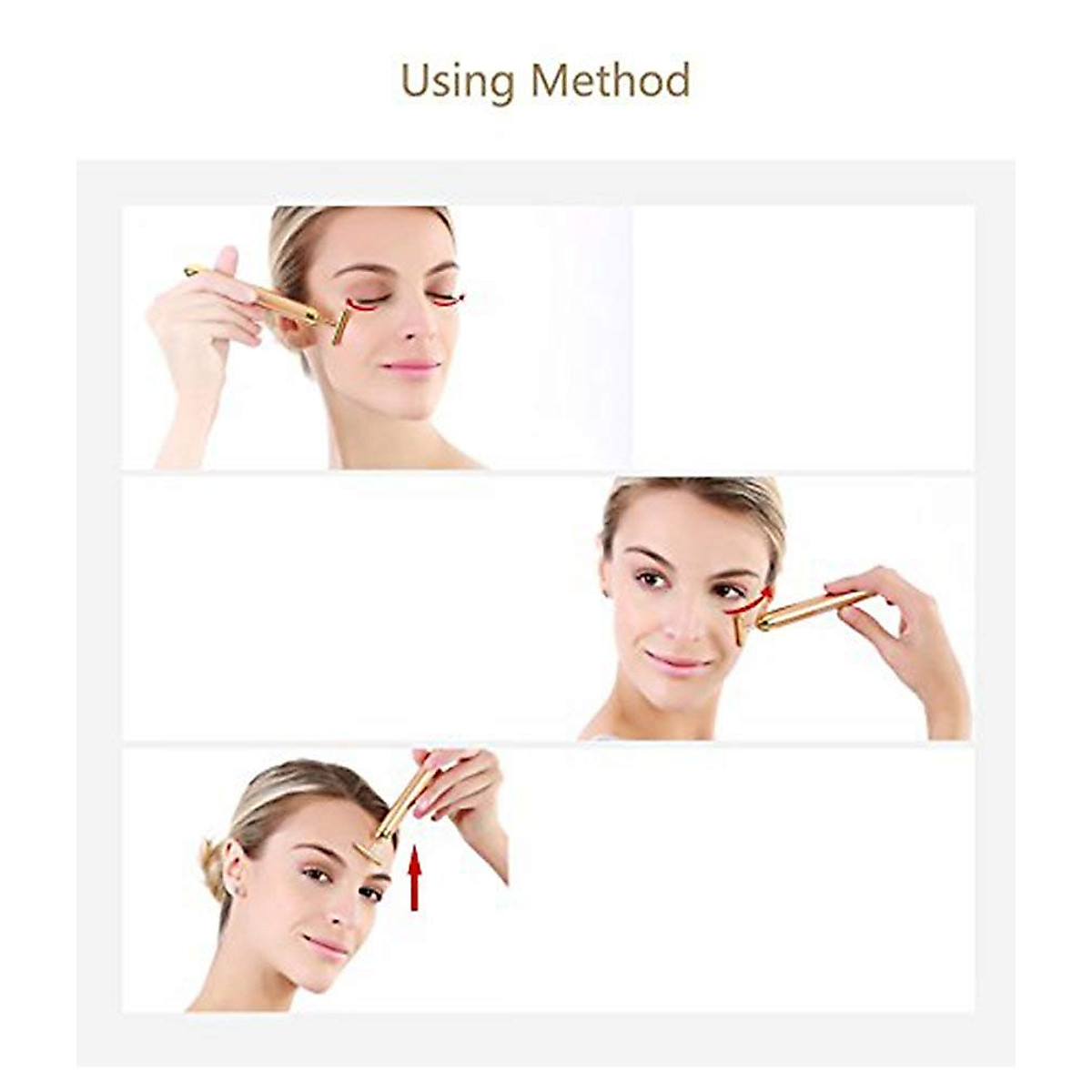 DANGSHAN Beauty Bar 24k Golden Pulse Facial Massager, T-Shape Electric Sign Face Massage Tools for Sensitive Skin Face Pull Tight Firming Lift