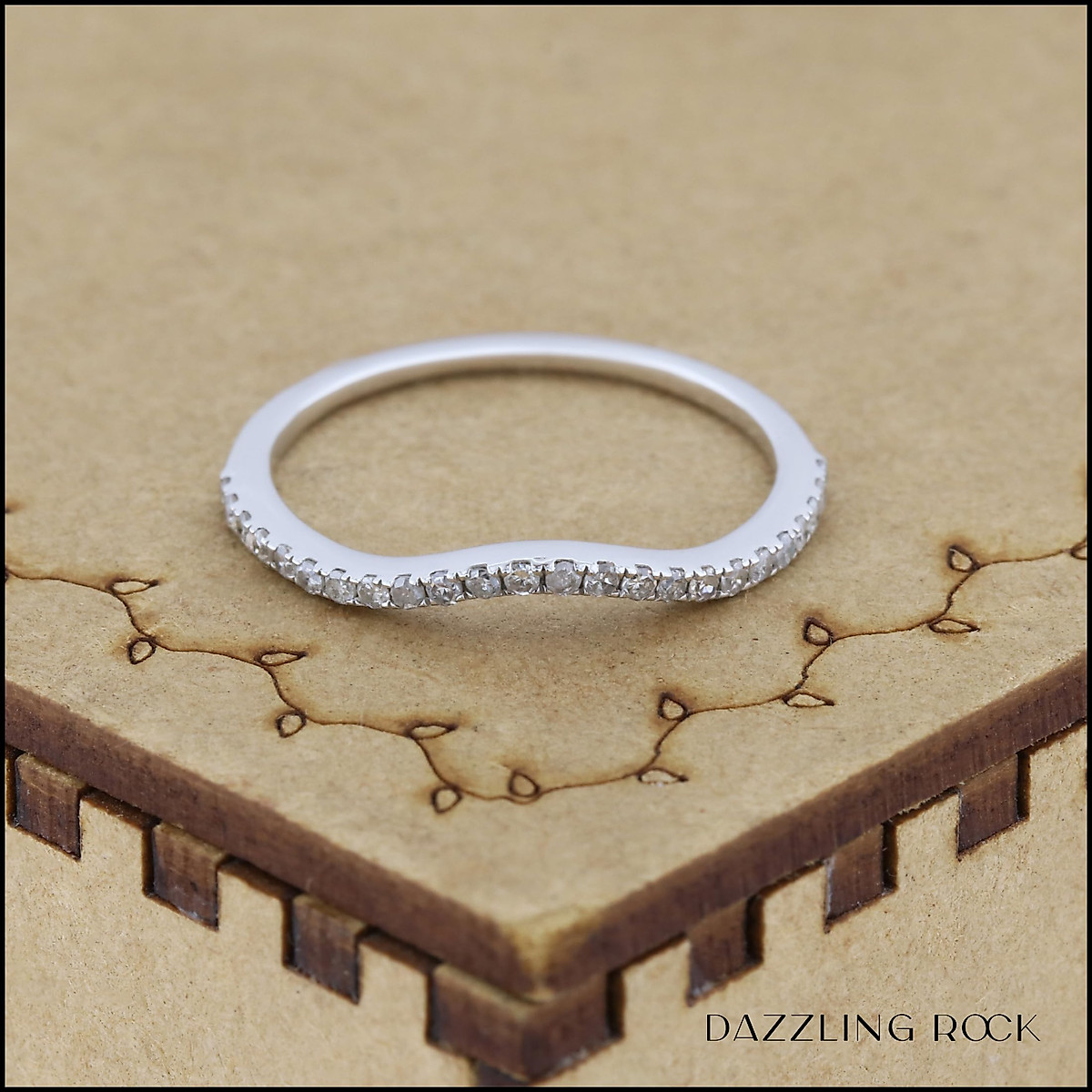 Dazzlingrock Collection 0.15 Carat (ctw) Round White Diamond Contour Wedding Ring Enhancer Guard Band for Her in 14K White Gold Size 8