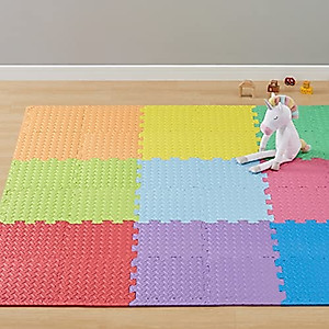 Amazon Basics Kids Puzzle Exercise Interlocking Play Mat, EVA Foam - 36 Tiles, 12" x 12", 54 Borders