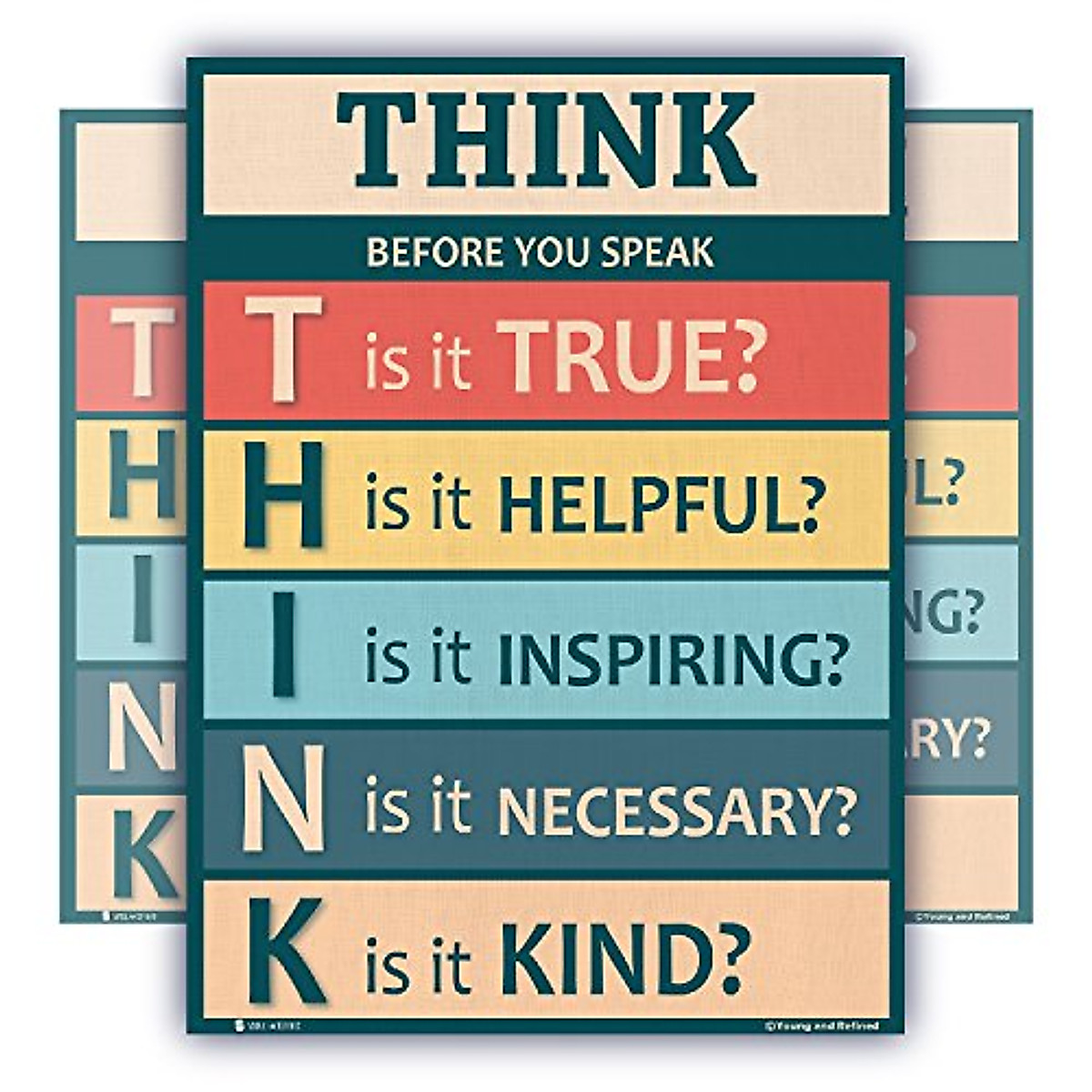 Think before you speak LAMINATED motivational chart rainbow colors classrooms and educators poster 15x20