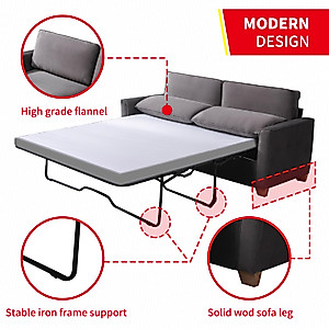 PUREMIND Sleeper Sofa Couch with Pullout Bed, Velvet Full Size Pull Out Sofa Bed with Folding Foam Mattress, 2-in-1 Pull Out Couch Bed Sleeper Loveseat Pull Out Bed for Living Room, Small Spaces