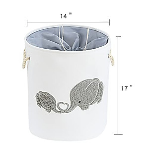 INough Baby Laundry Basket Elephant, Baby Girl Basket Large Baby Hamper for Nursery Boy, Kids Laundry Baskets, Nursery Hamper for Baby, Baby Nursery Decor for Livingroom Kidsroom Play Room